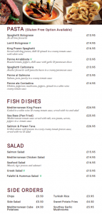 Menu | Mediterranean restaurant in Ryde Isle of Wight