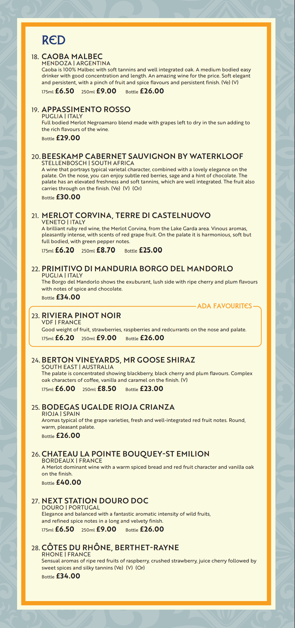 Menu | Mediterranean restaurant in Ryde Isle of Wight