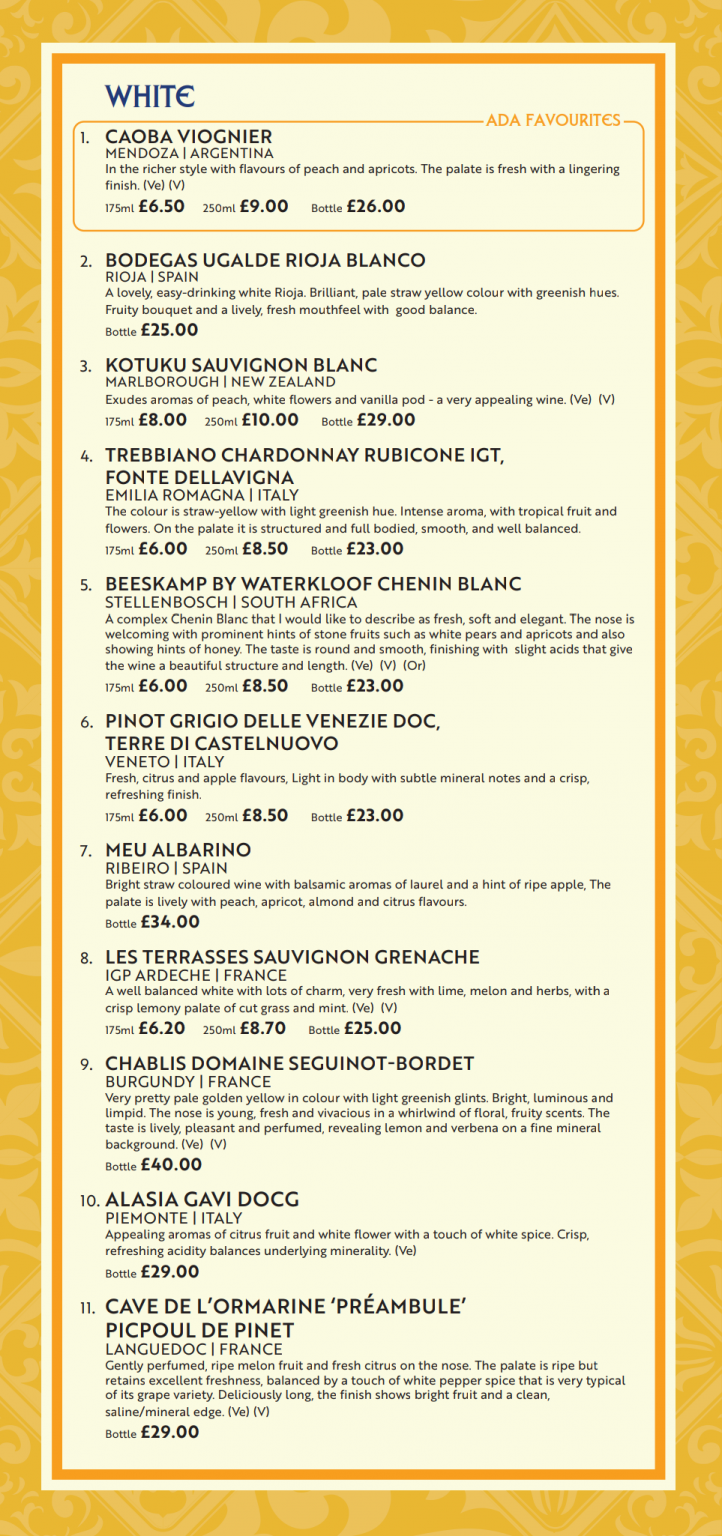 Menu | Mediterranean restaurant in Ryde Isle of Wight