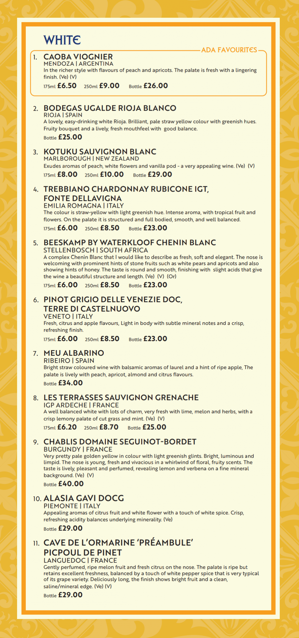 Menu | Mediterranean restaurant in Ryde Isle of Wight